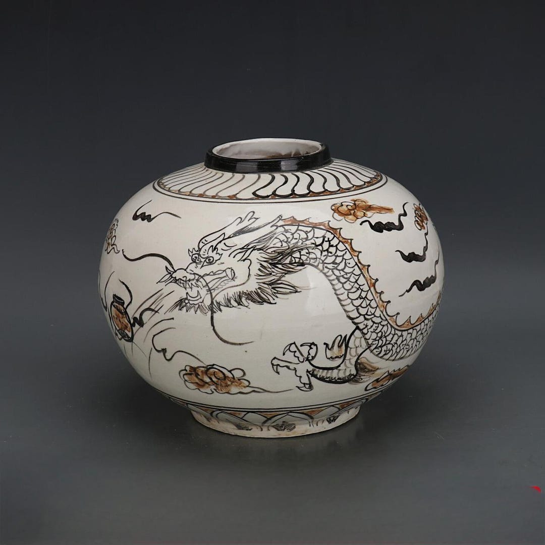 Chinese Vintage Porcelain Pot,cizhou Ware White Glaze Porcelain Jar ...
