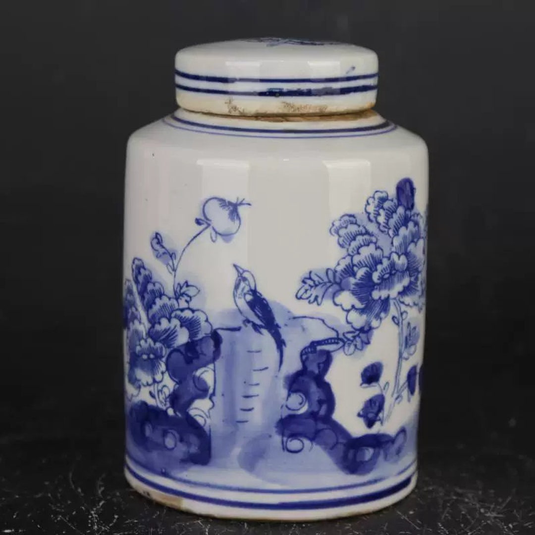 Chinese Porcelain Tea Jar,chinese Blue and White Ceramic Lidpot,hand ...