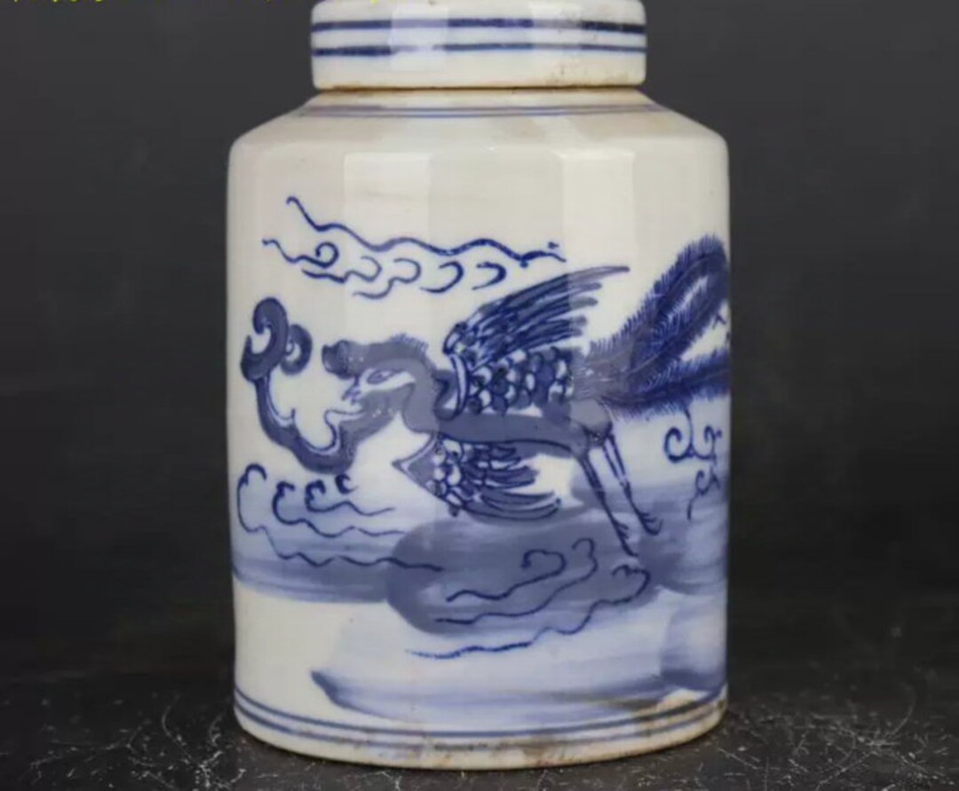 Chinese Porcelain Tea Jar,chinese Blue and White Ceramic Lidpot,hand ...
