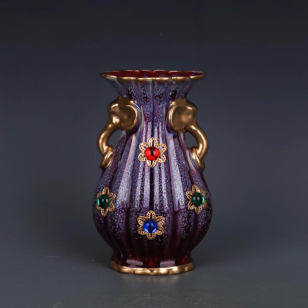 Chinese Vintage Porcelain Vase,china Jun Ware Flambé Glaze Celadon ...