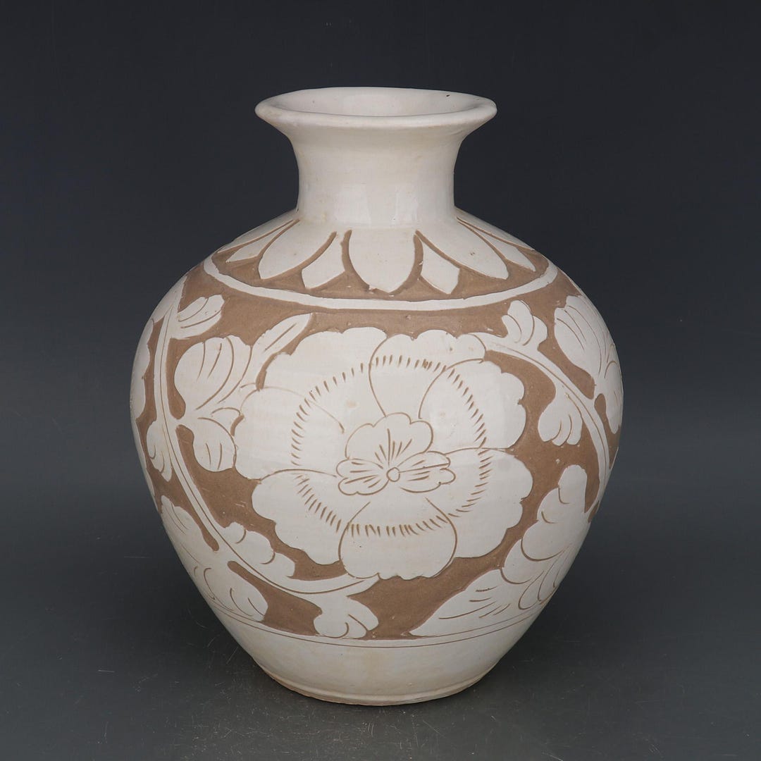 Chinese Vintage Porcelain Pot,cizhou Ware White Glaze Porcelain Jar ...