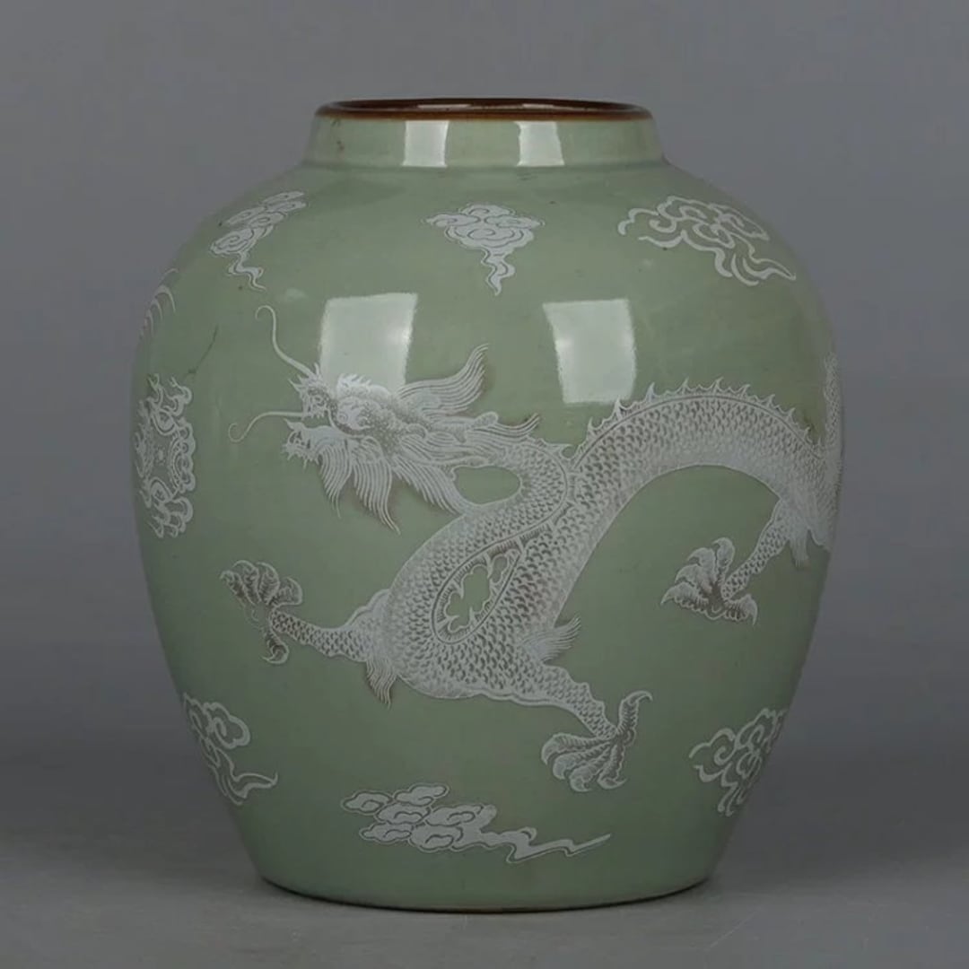 Chinese Porcelain Jar,china Longquan Ware Celadon Pot,hand Painted ...
