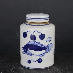 Chinese Porcelain Tea Jar,chinese Blue and White Ceramic Lidpot,hand ...