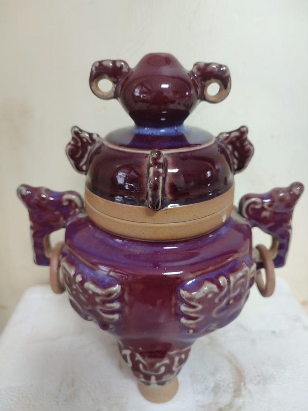 Chinese Porcelain Censer,china Jun Ware Celadon Three Legs Censer,hand ...