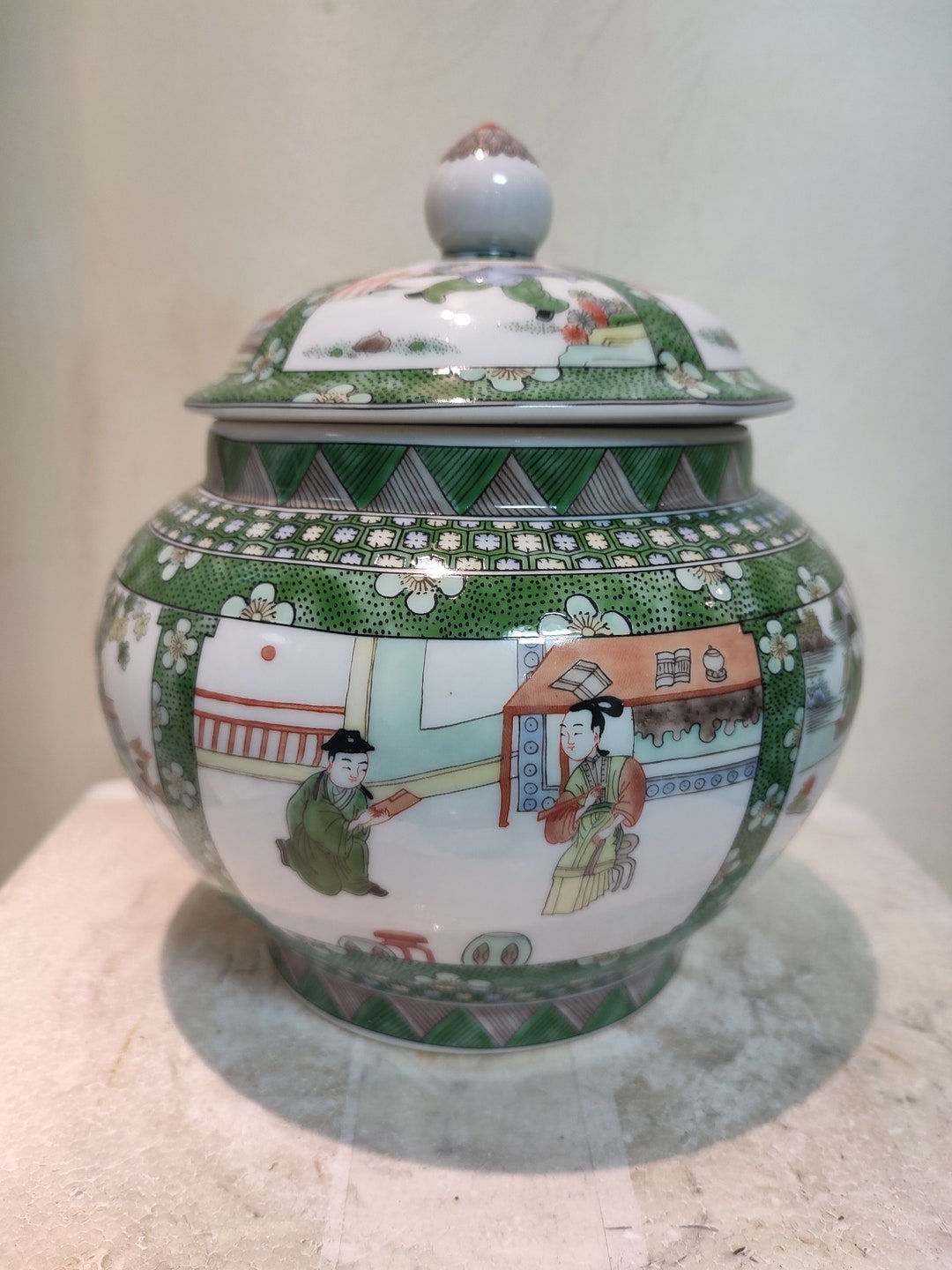 Chinese Porcelain Pot,china 1962 Made Famille Verte Porcelain Tea Jar ...