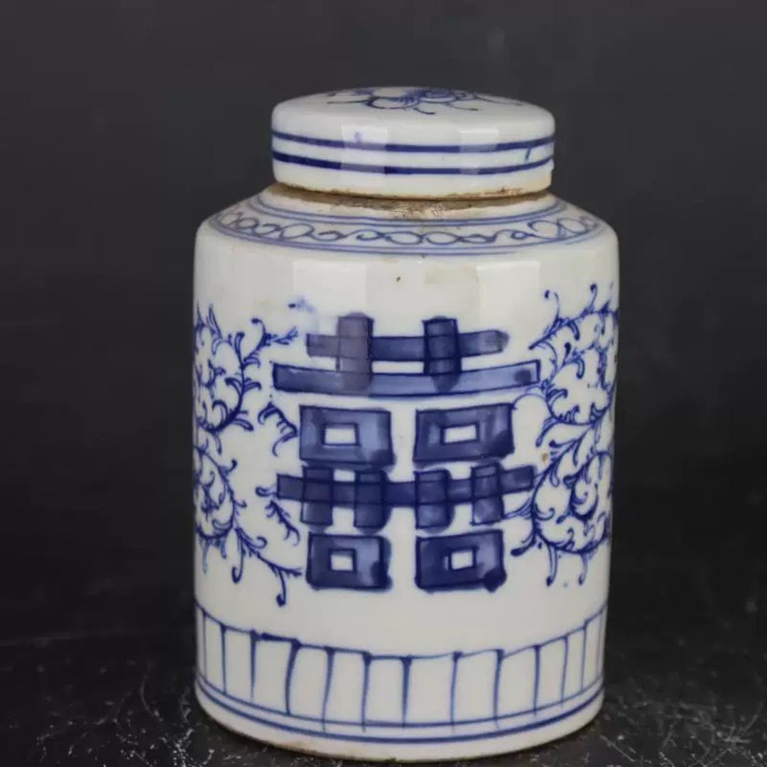Chinese Porcelain Tea Jar,chinese Blue and White Ceramic Lidpot,hand ...