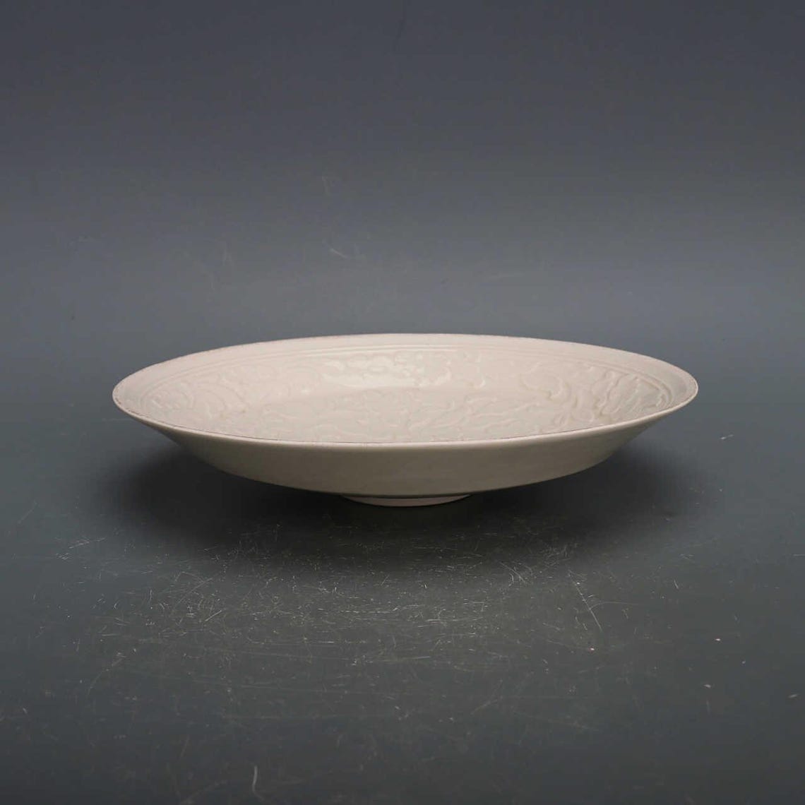 Chinese Ding Ware Porcelain Plate, Hand-carved Floral Ceramic Dish - Etsy