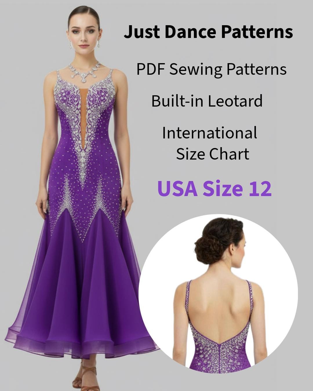 Ballroom Dance Dress Sewing Pattern PDF, Latin/rhythm Dance Costume ...