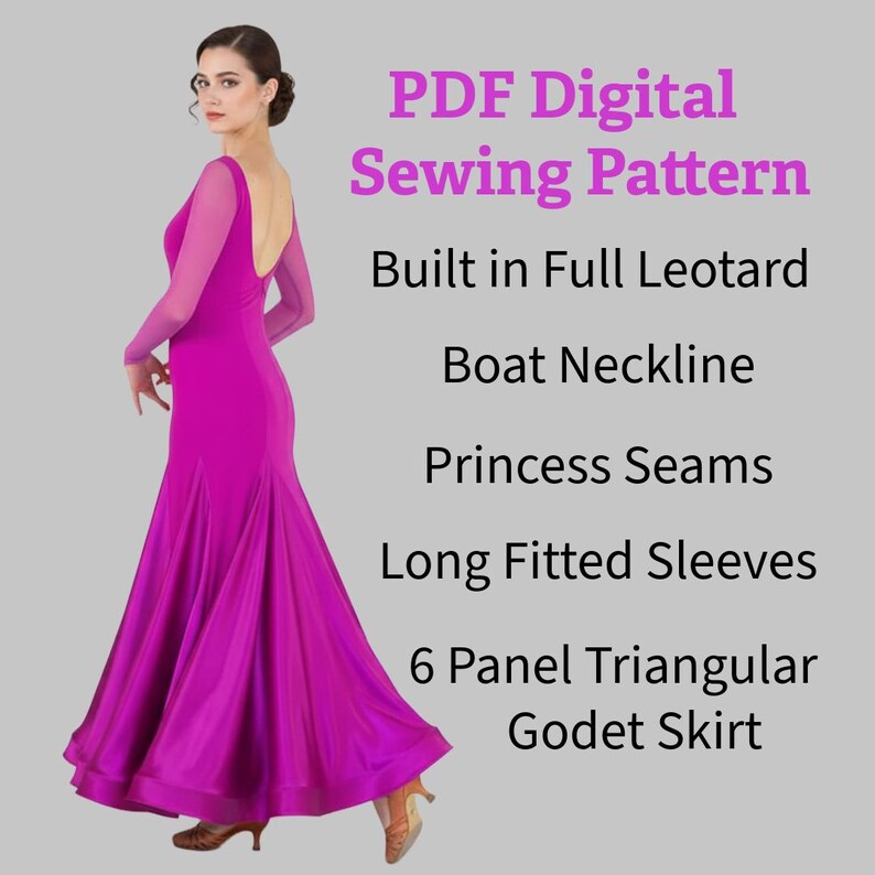 Ballroom Dance Dress Sewing Pattern, Ballroom Dance Dress PDF Pattern ...