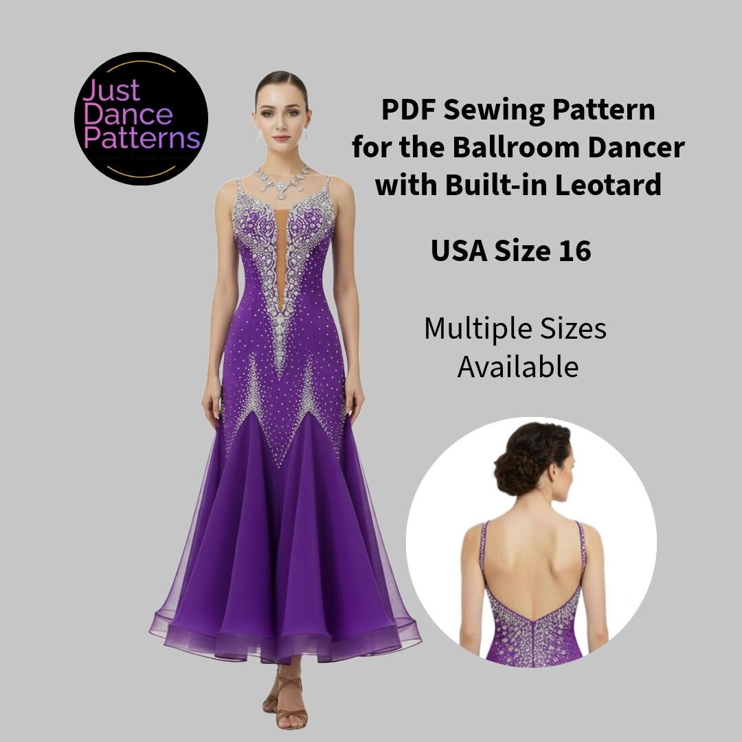 Ballroom Dance Dress Sewing Pattern, USA Size 16 (PDF Pattern) - Etsy