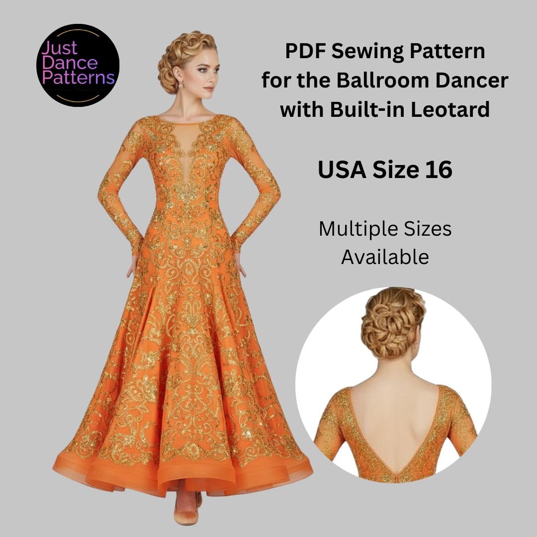 Ballroom Dance Dress Sewing Pattern, USA Size 16 (PDF Pattern) - Etsy