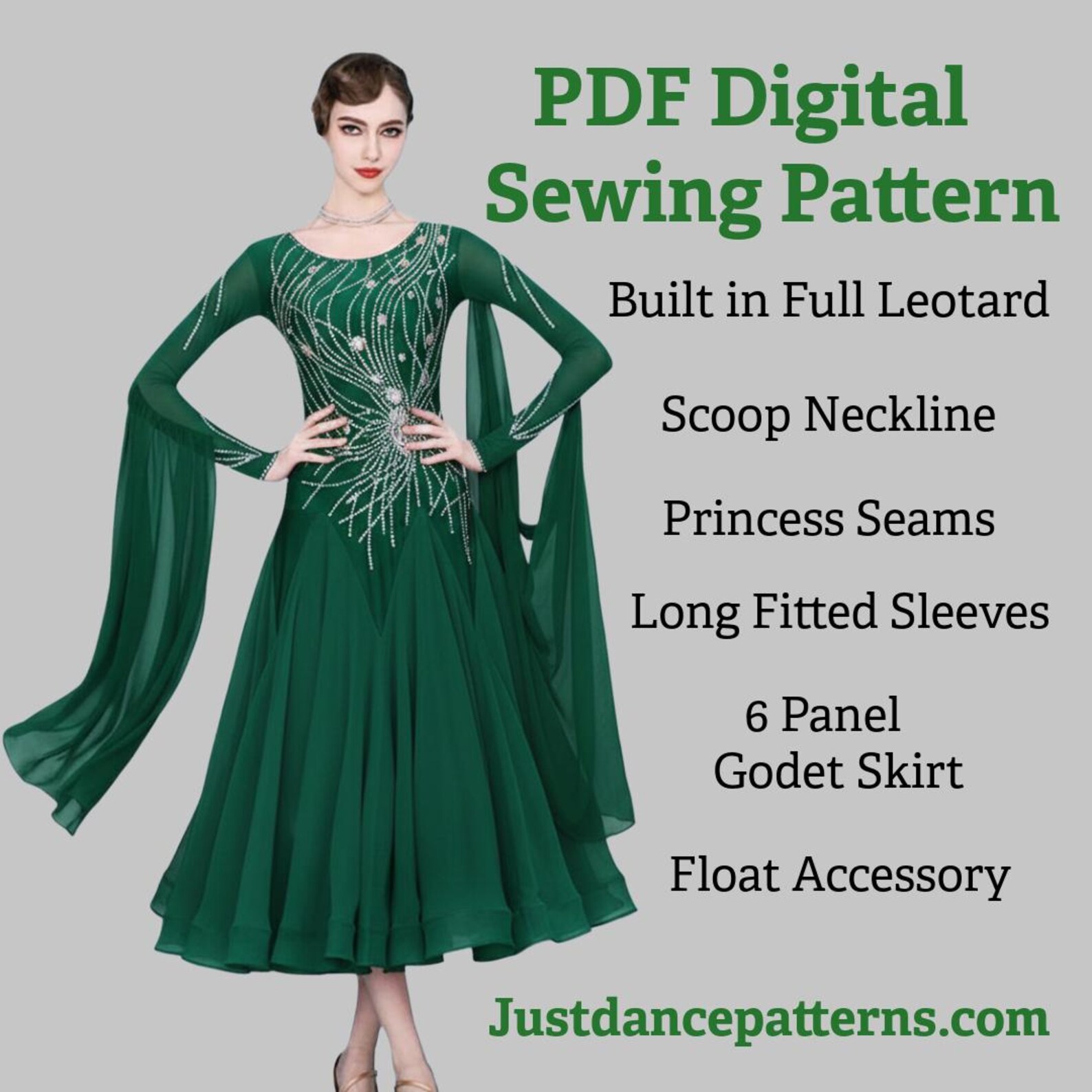 Ballroom Dance Dress Sewing Pattern, Standard Smooth Style (PDF Pattern ...