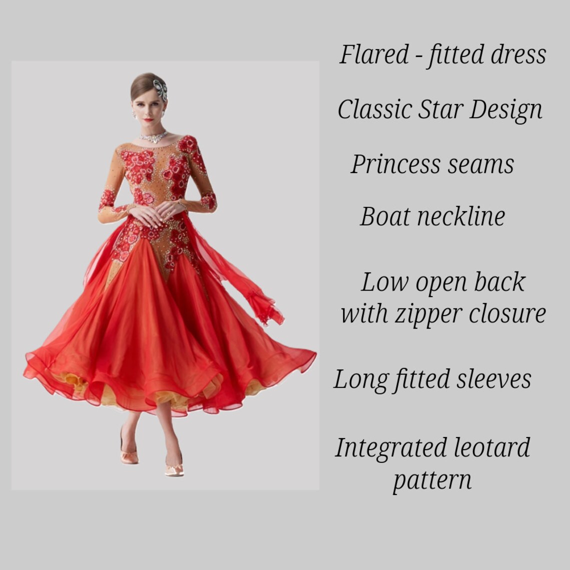 Ballroom Dance Dress Sewing Pattern, Standard Ballroom Dance Dress ...