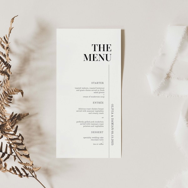 Black & White Wedding Menus - Etsy
