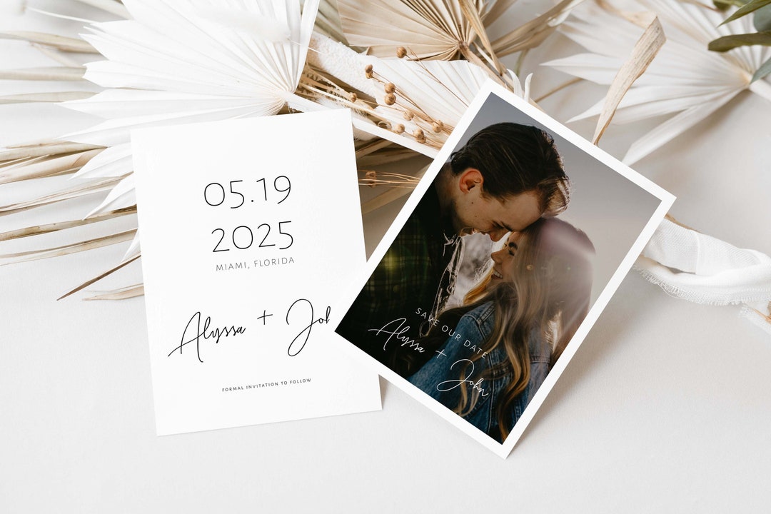 Modern Elegant Save the Date - Black and White - Instant Download - 5x7 ...