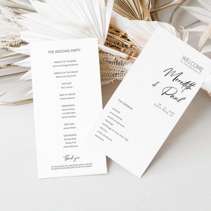 Editable Modern Wedding Program Template - Printable Double Sided ...