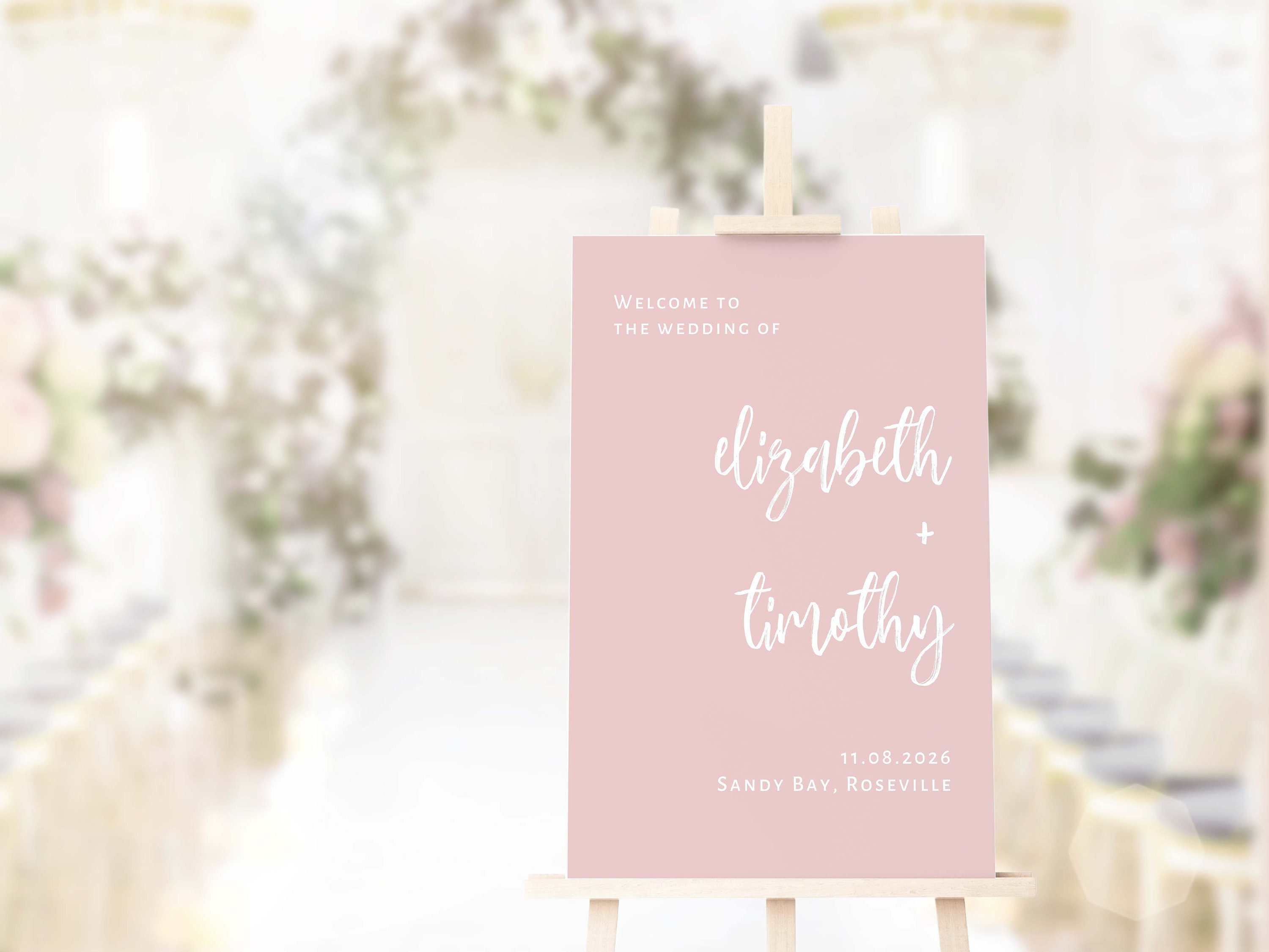 Blush Pink Wedding Welcome Sign - Light Pink Editable Welcome Sign ...