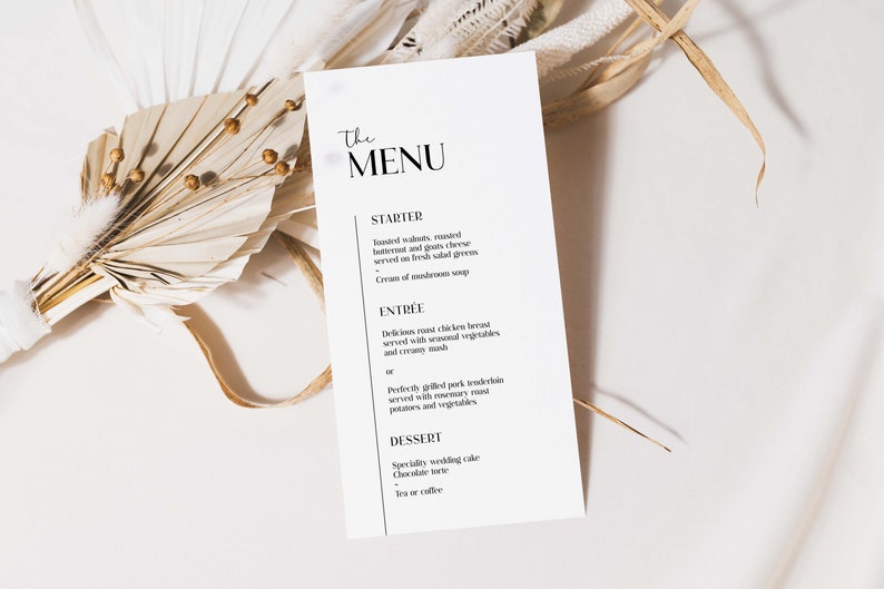 Editable Menu Template Instant Download 4x8 and 4x9 Bold Black and ...