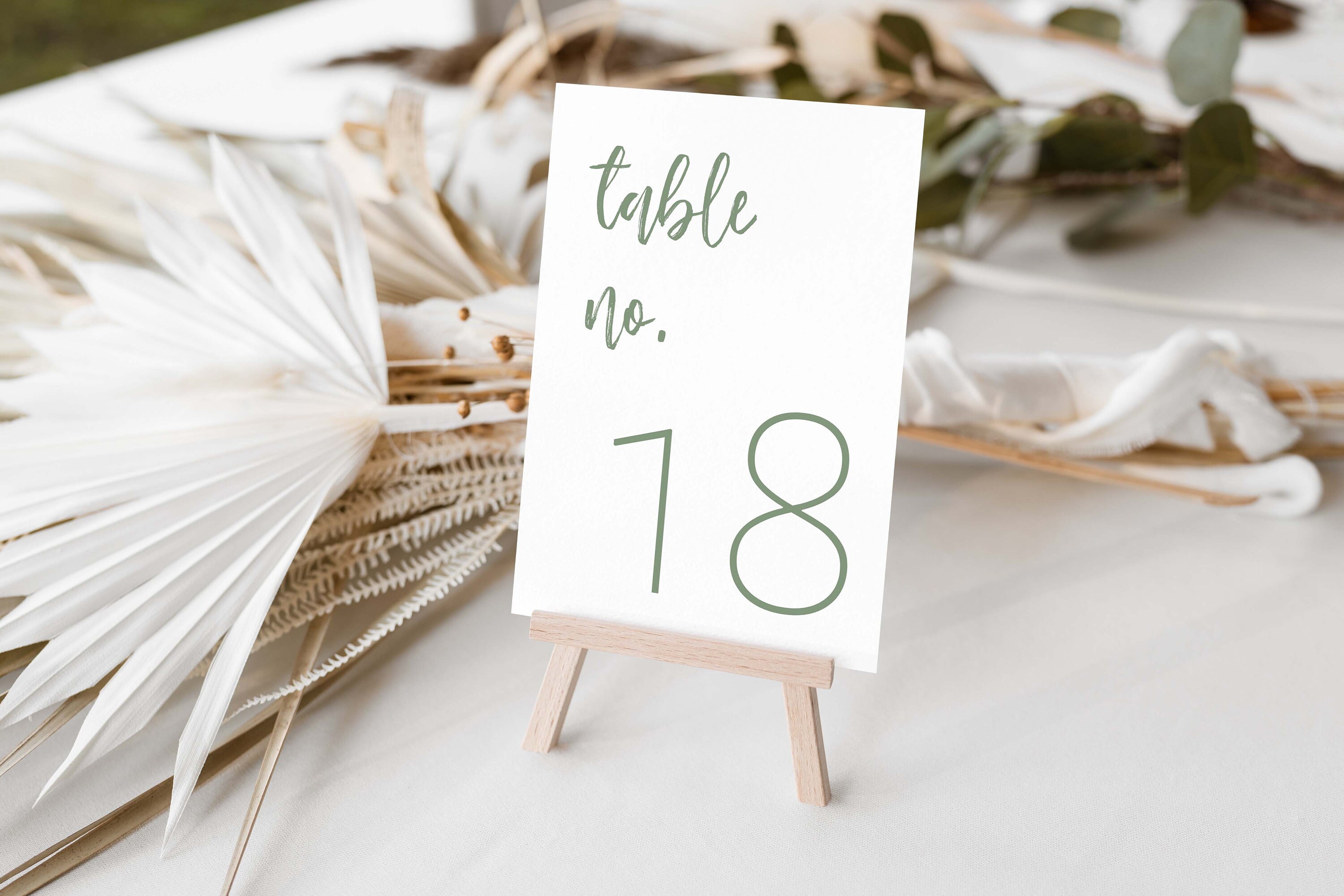 Sage Green and White Editable Table Numbers Template - Muted Green ...