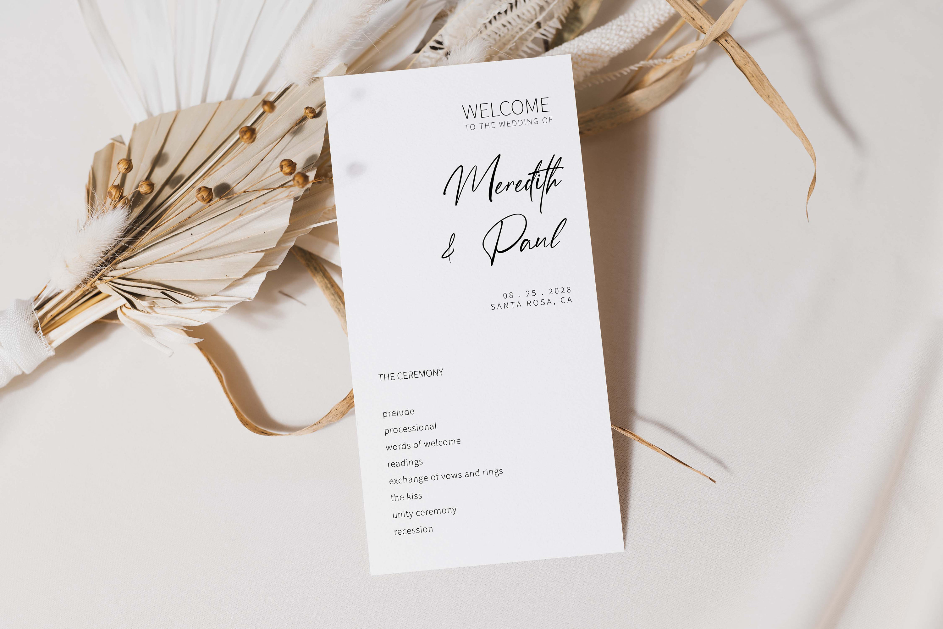 Editable Modern Wedding Program Template Printable Double - Etsy