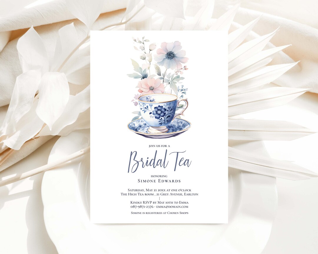 Editable Floral Bridal Tea Invitation - Instant Download - 5x7 - Blush ...