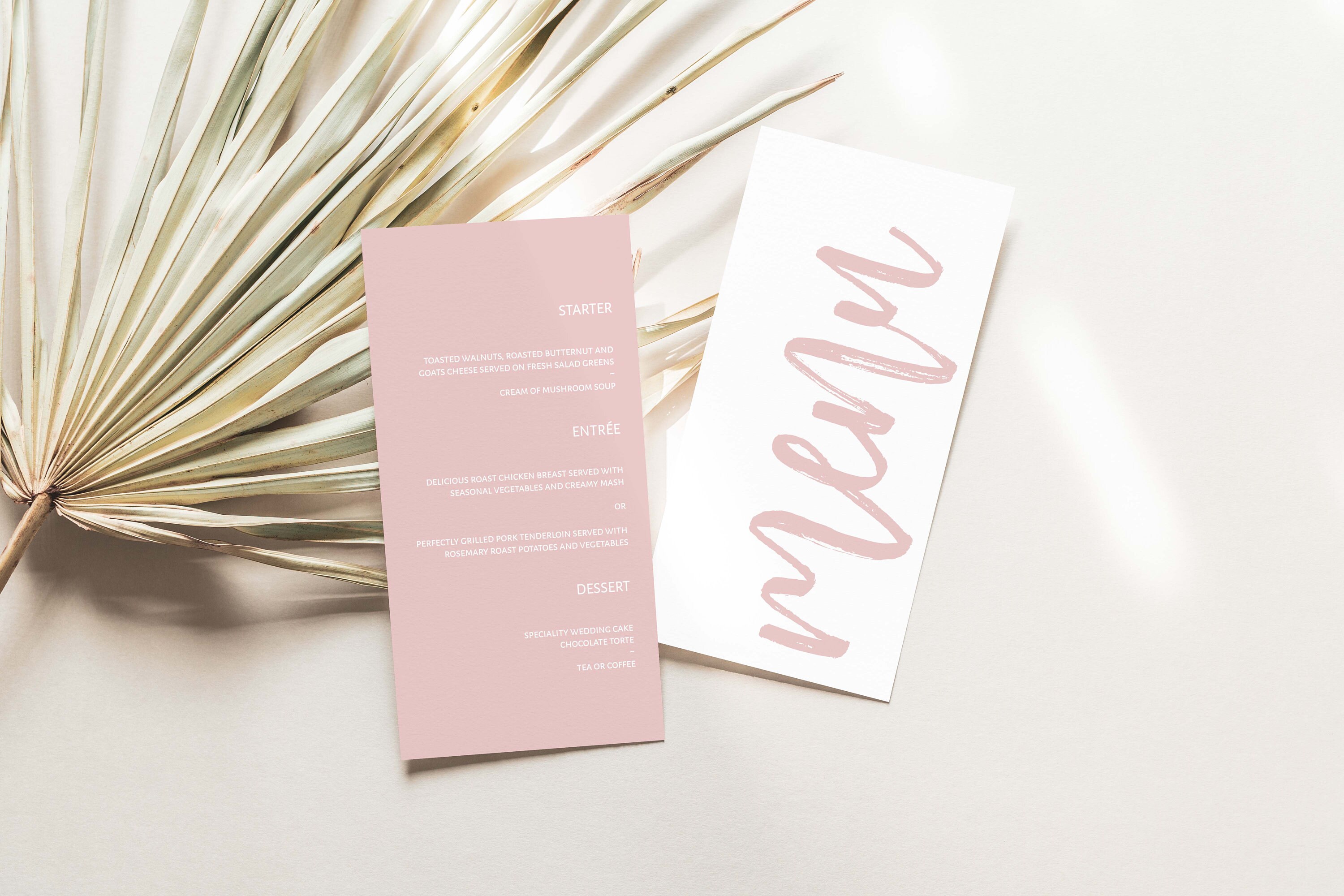 Editable Blush Pink Menu With Handwritten Style Font Light Pink Instant ...