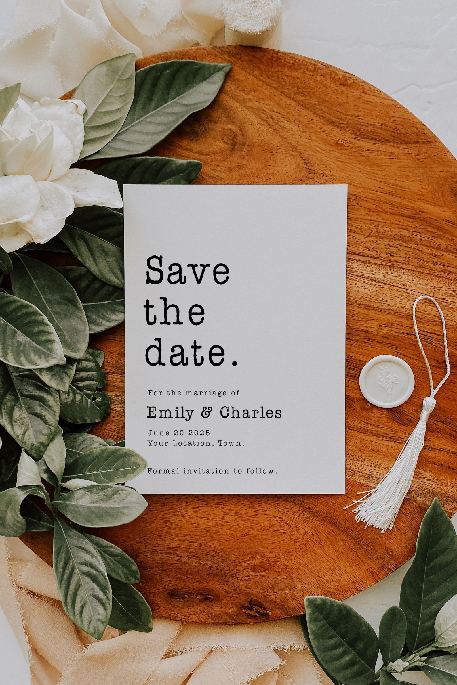 Editable Typewriter Text Save the Date With Minimalist Design - Instant ...