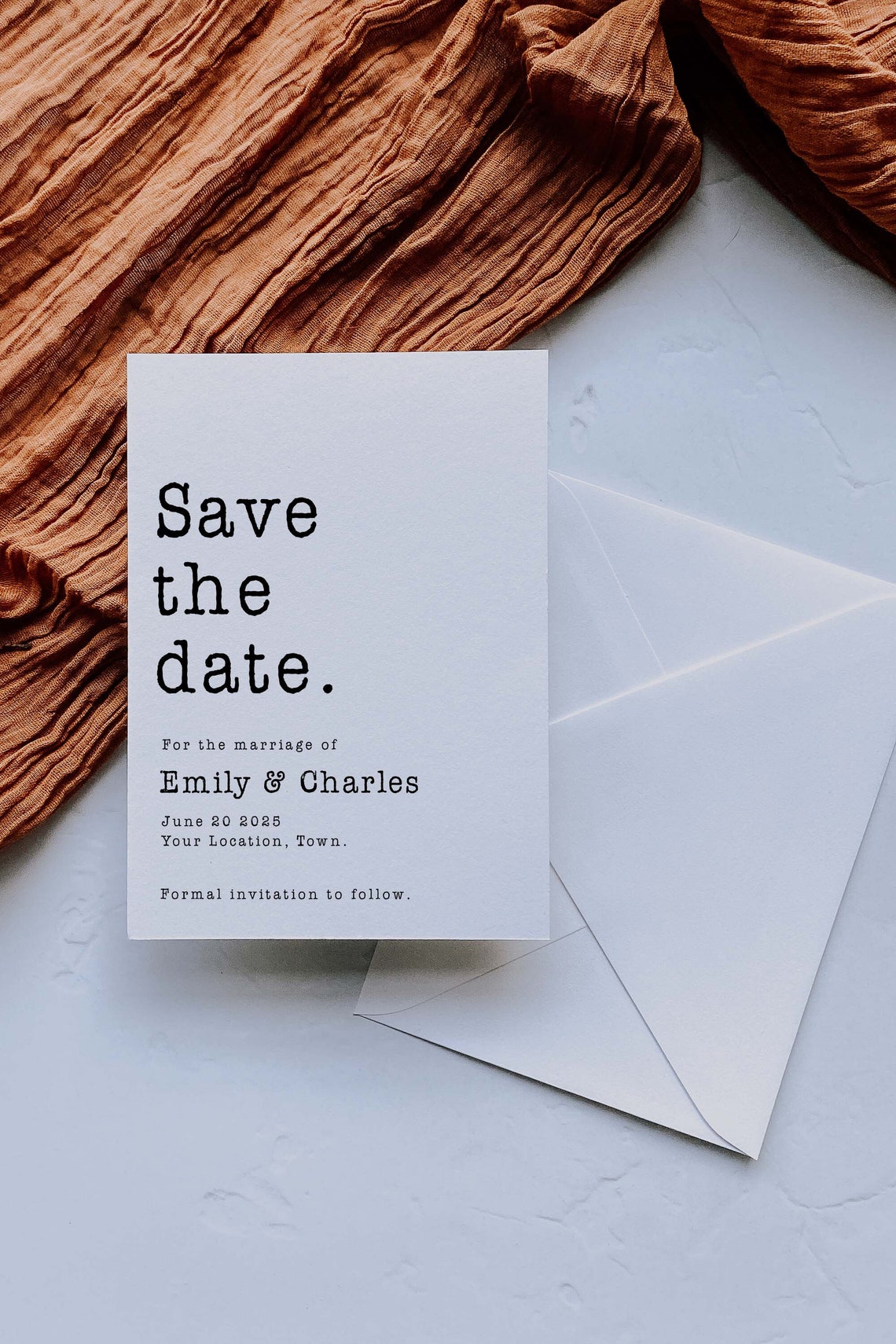 Editable Typewriter Text Save the Date With Minimalist Design - Instant ...