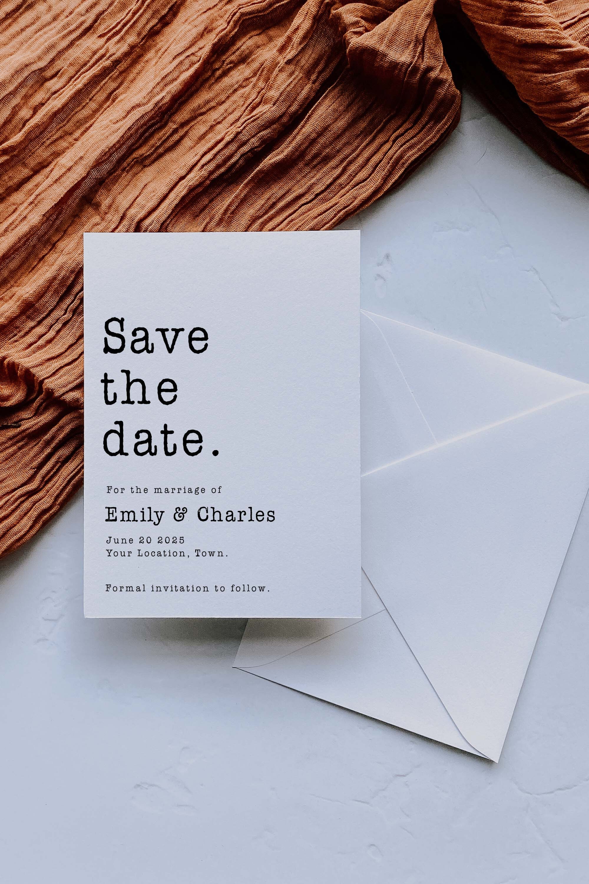 Editable Typewriter Text Save the Date With Minimalist Design - Instant ...