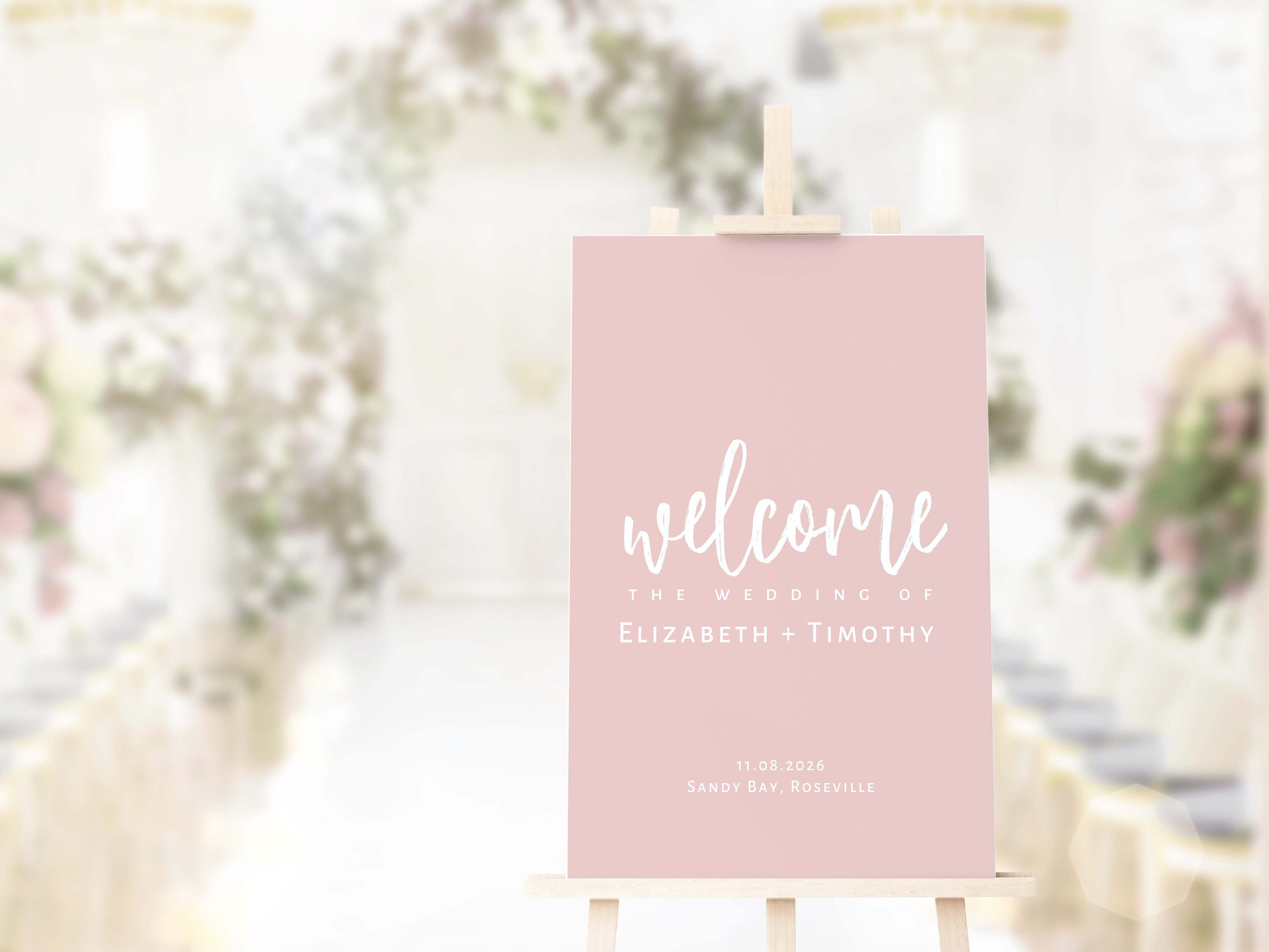 Blush Pink Wedding Welcome Sign Light Pink Editable Welcome Sign ...