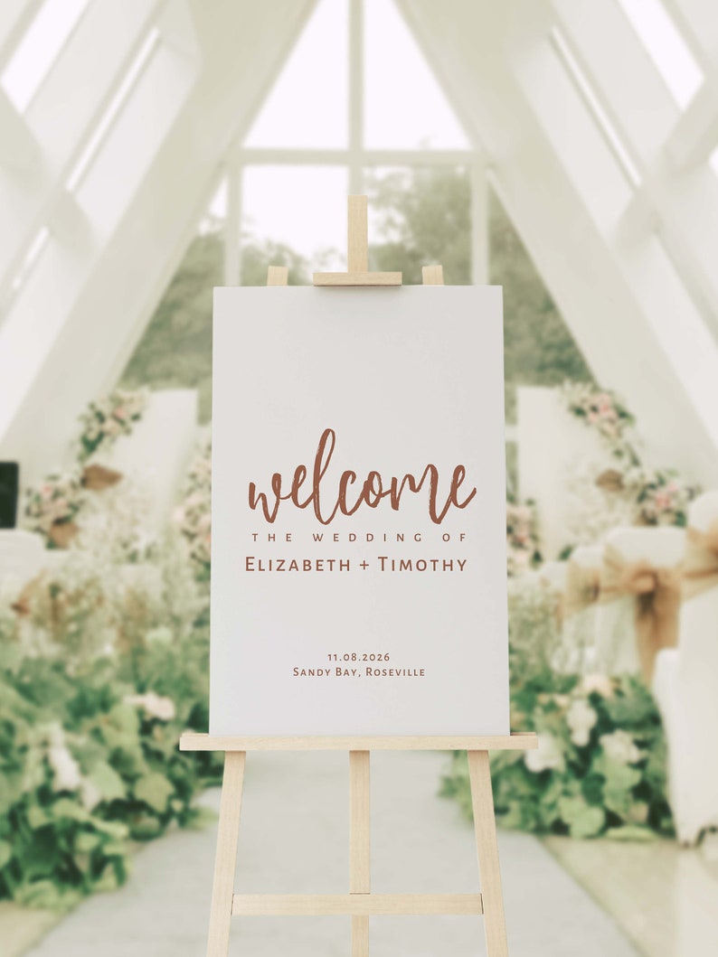 Brown and Beige Wedding Welcome Sign With Variation Editable - Etsy