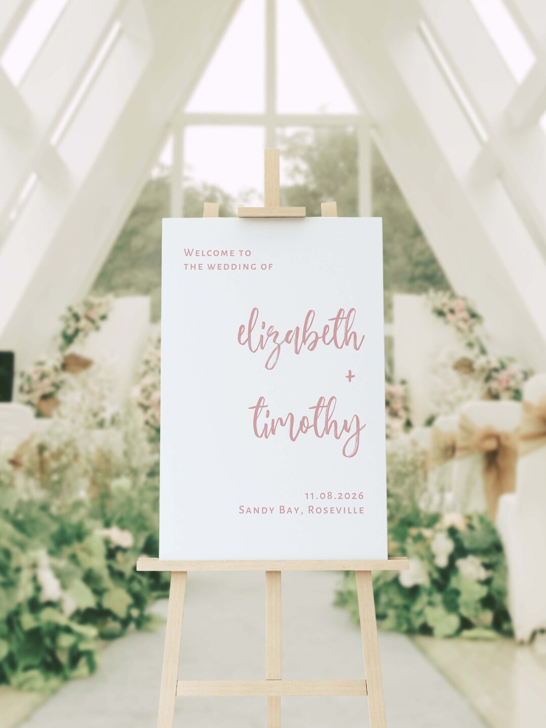 Blush Pink Wedding Welcome Sign - Light Pink Editable Welcome Sign ...