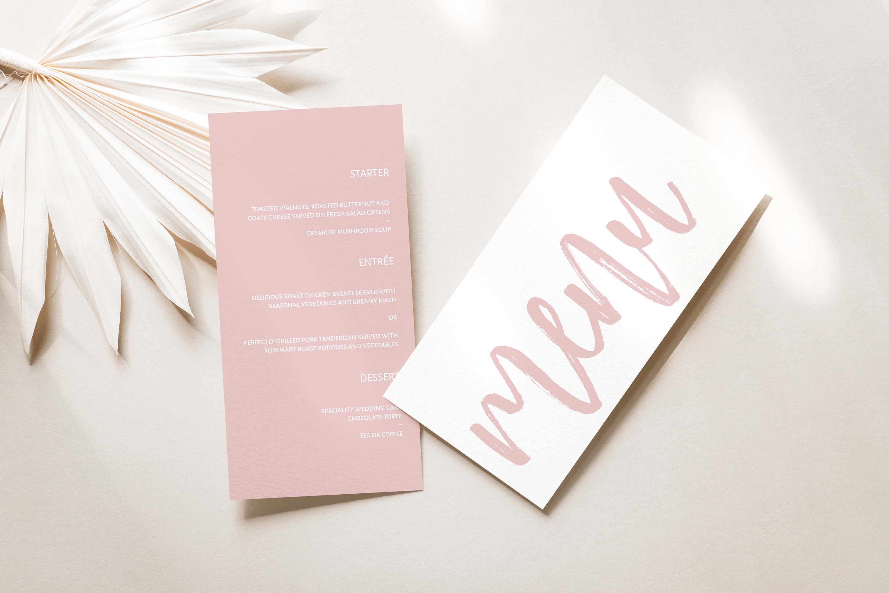 Editable Blush Pink Menu With Handwritten Style Font Light Pink Instant ...