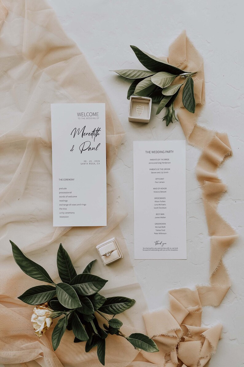 Editable Modern Wedding Program Template Printable Double - Etsy