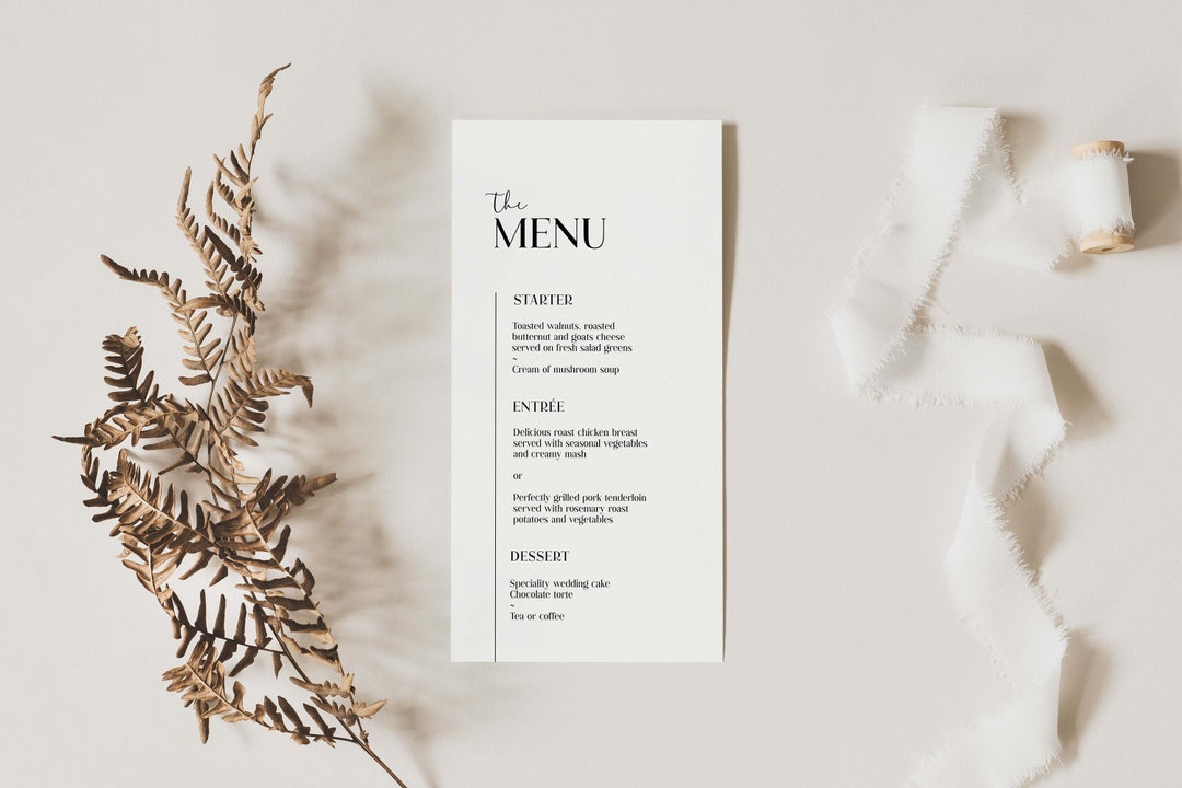 Editable Menu Template - Instant Download - 4x8 and 4x9 - Bold Black ...