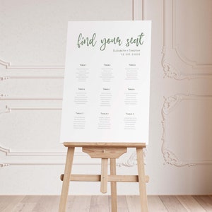 Sage Green and White Seating Chart - Muted Green Editable Seating Chart ...