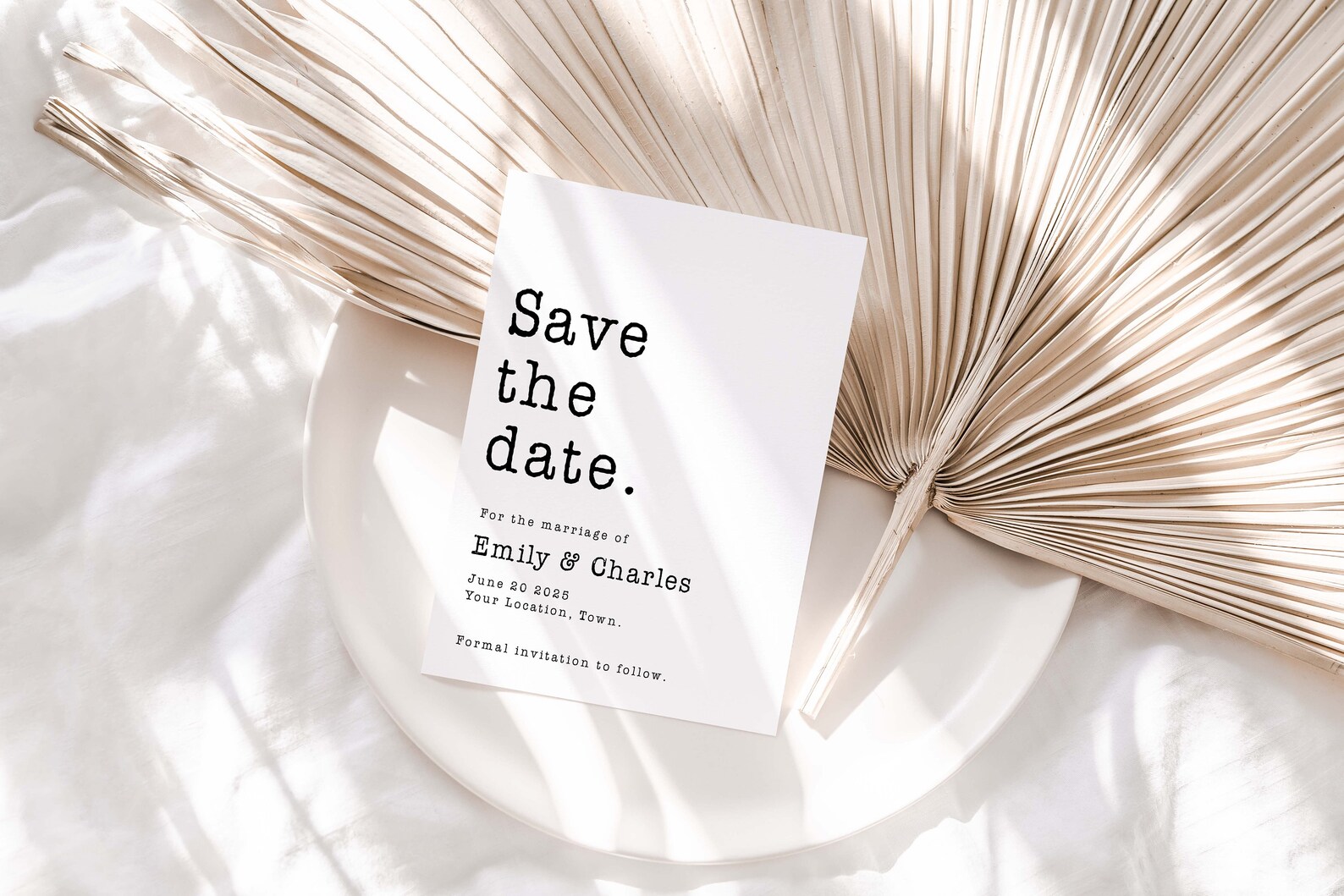 Editable Typewriter Text Save the Date With Minimalist Design - Instant ...