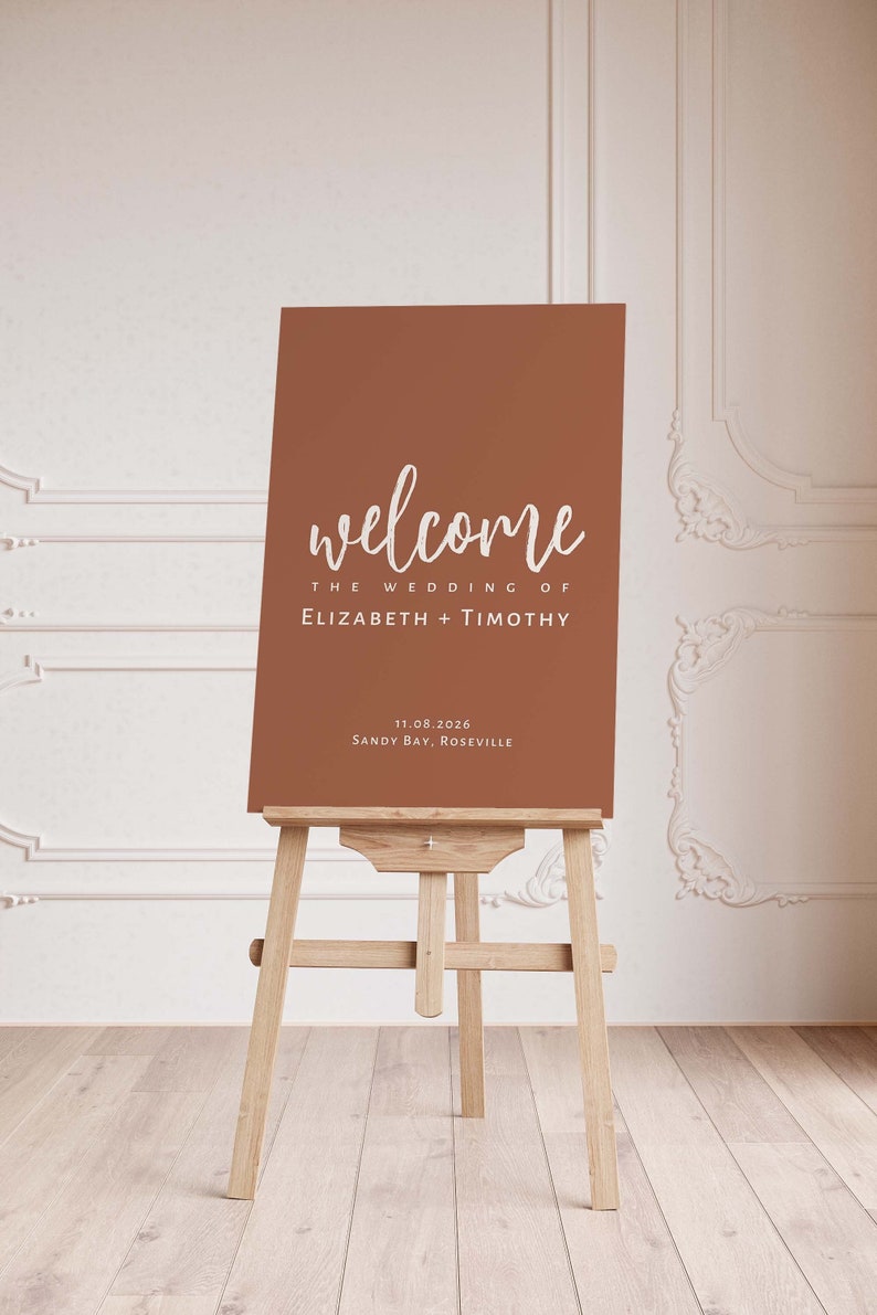 Brown and Beige Wedding Welcome Sign With Variation - Editable Welcome ...