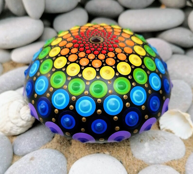 Large Rainbow Painted Pebble. Pride Month. Pride Rainbow. Rainbow Stone ...