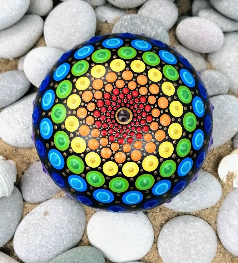 Large Rainbow Painted Pebble. Pride Month. Pride Rainbow. Rainbow Stone ...