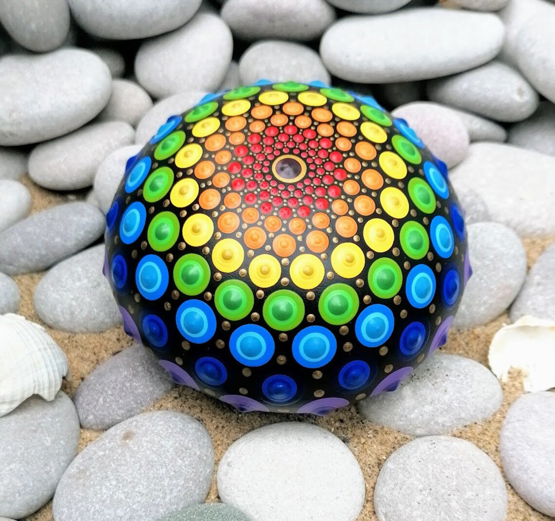 Large Rainbow Painted Pebble. Pride Month. Pride Rainbow. Rainbow Stone ...