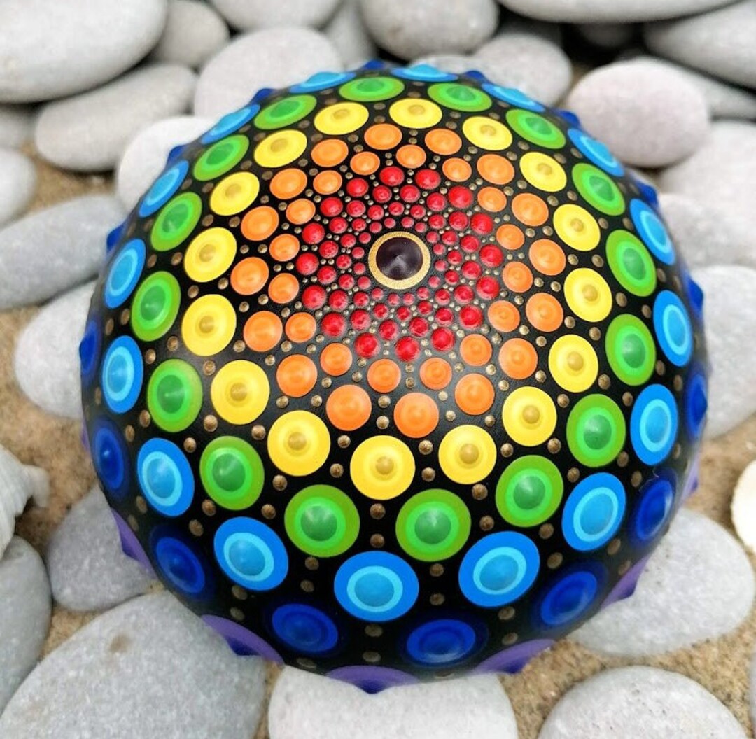 Large Rainbow Painted Pebble. Pride Month. Pride Rainbow. Rainbow Stone ...