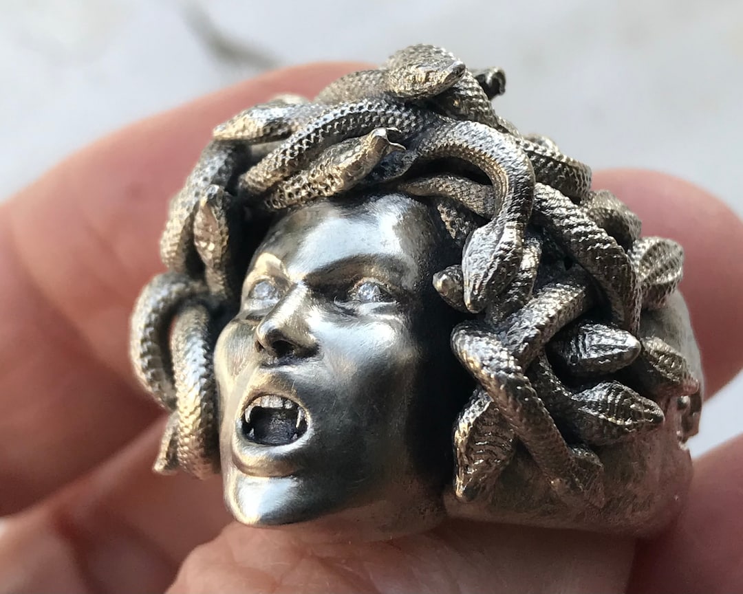 Medusa (gorgon) Ring With Diamonds - Etsy