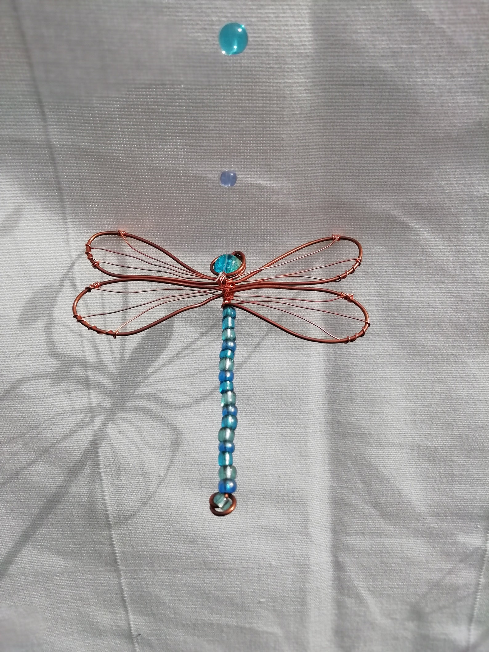 Copper Wire Dragonfly Ornament on Beaded String - Etsy