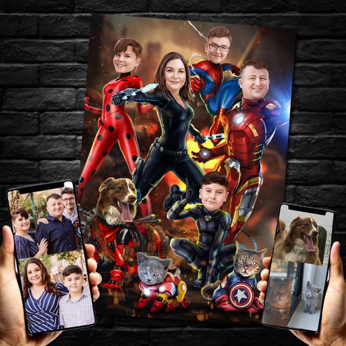 Daddy Portrait Custom Dad Drawing Fathers Day Portrait Family - Etsy