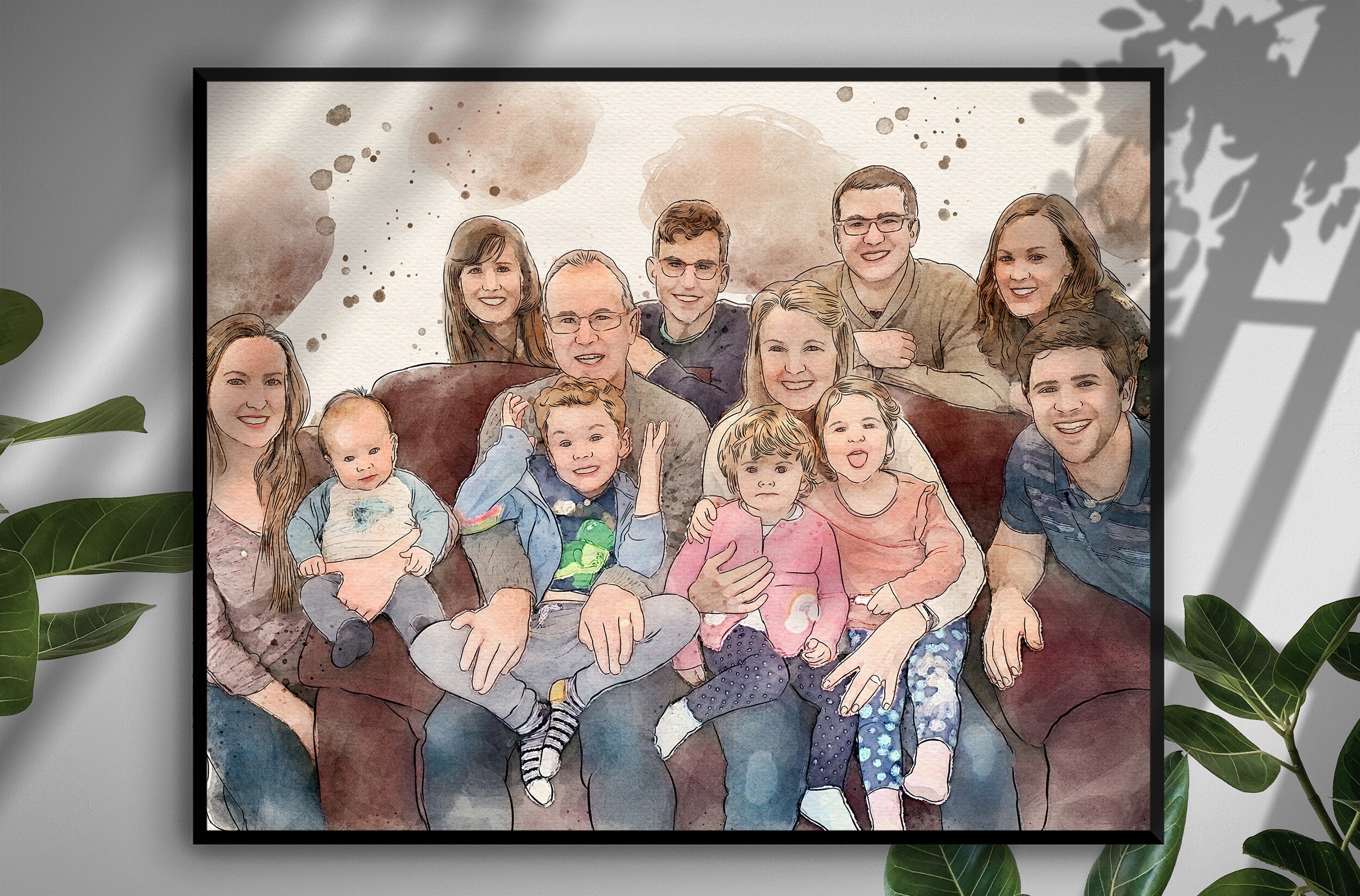 Large Family Portrait Family Portrait From Photo Custom | Etsy