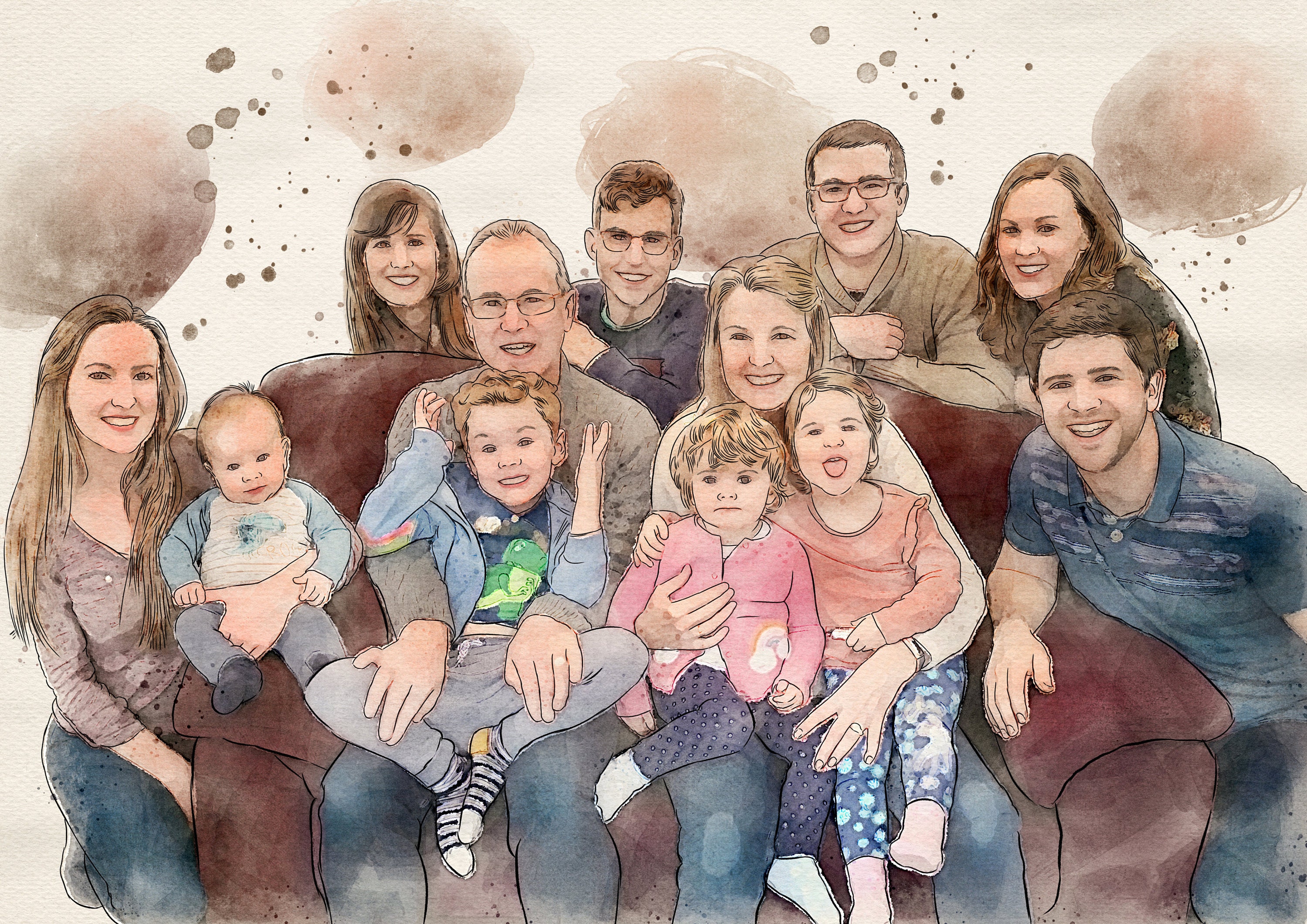 Large Family Portrait Family Portrait From Photo Custom | Etsy