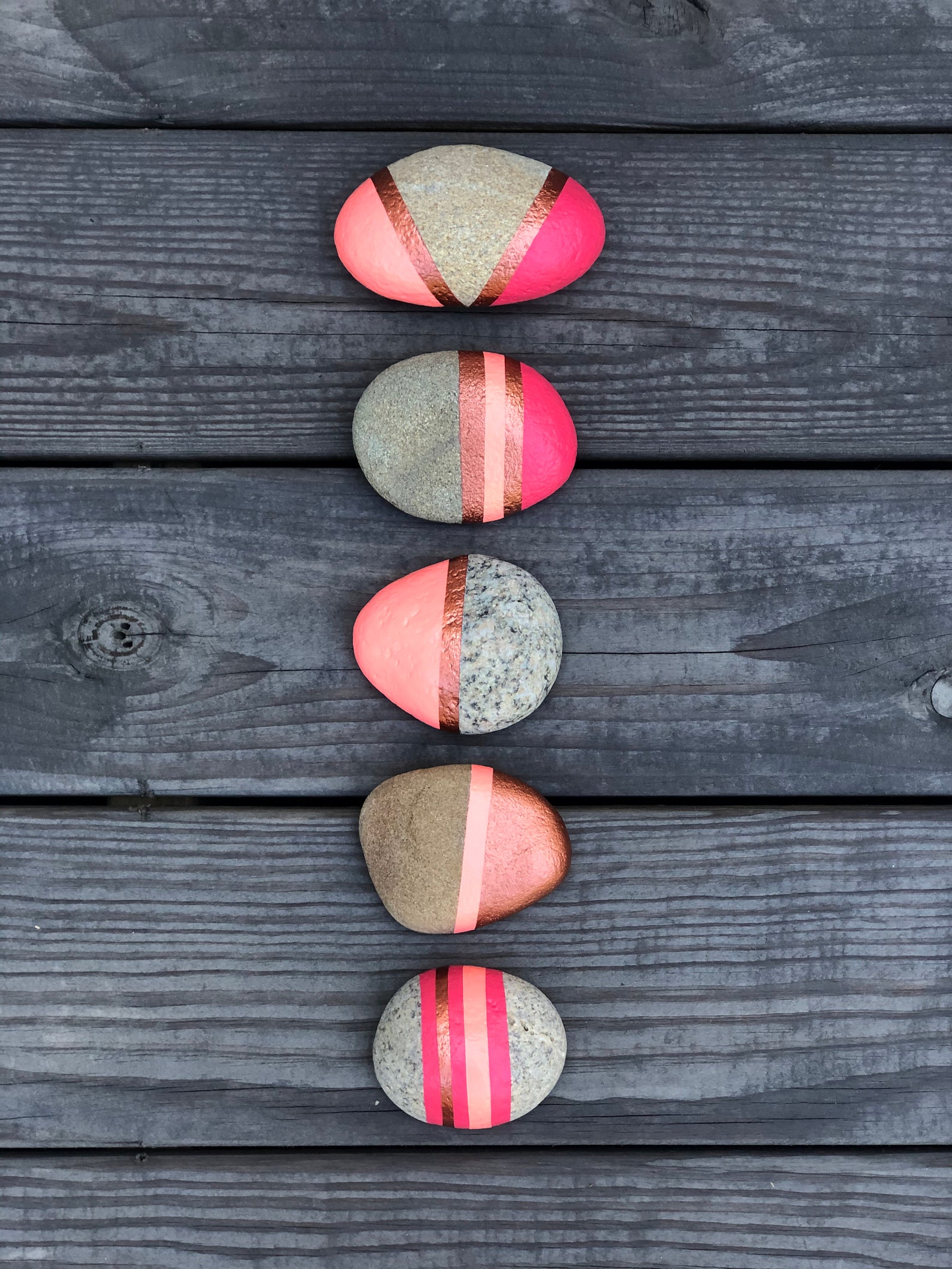 Set of 5 Hand Painted Stones Decorative Stones Art Display Coffee Table ...