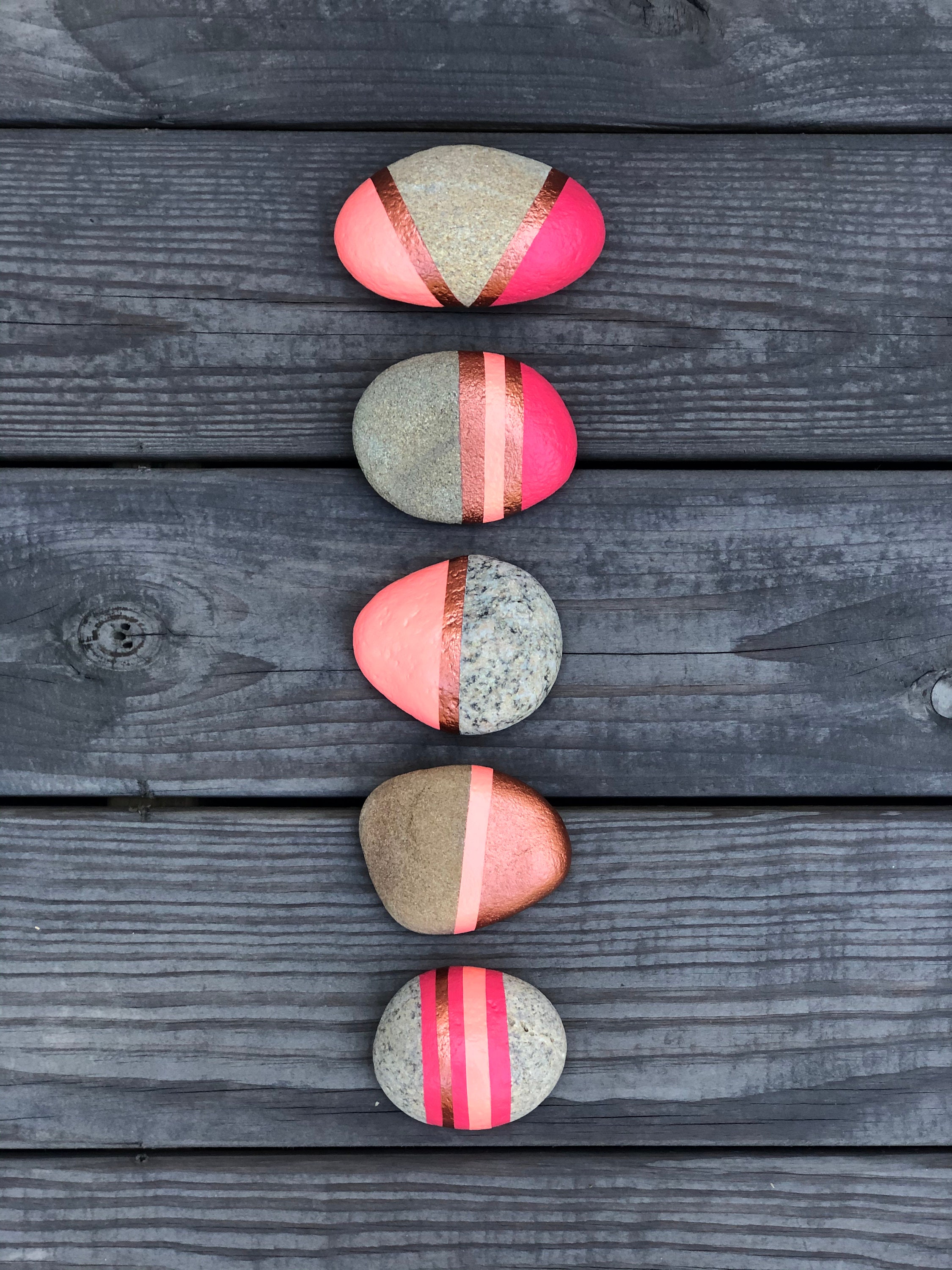 Set of 5 Hand Painted Stones Decorative Stones Art Display Coffee Table ...