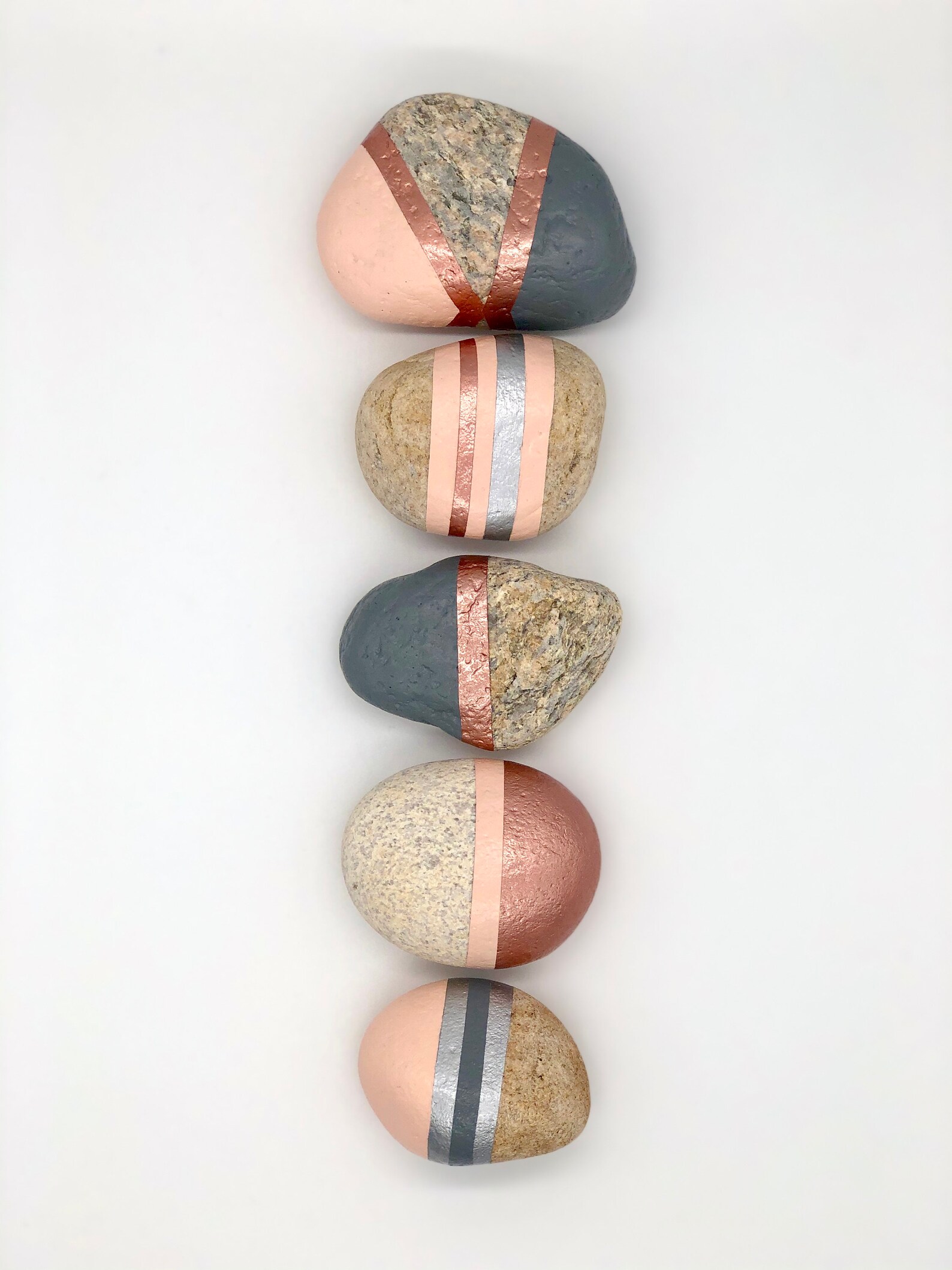 Set of 5 Hand Painted Stones-decorative Stones-art Display-coffee Table ...